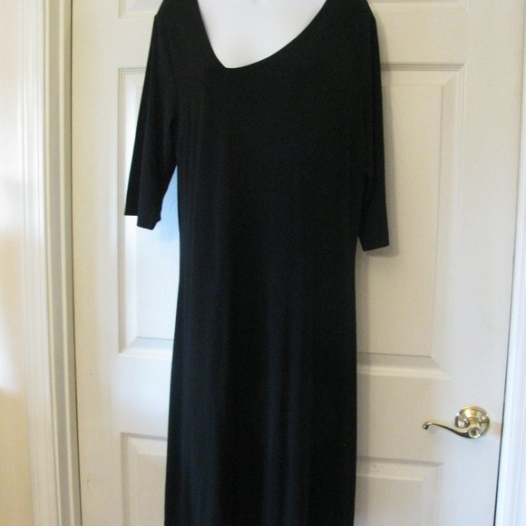 Boston Proper | Dresses | Boston Proper Black Dress Large Offside V ...